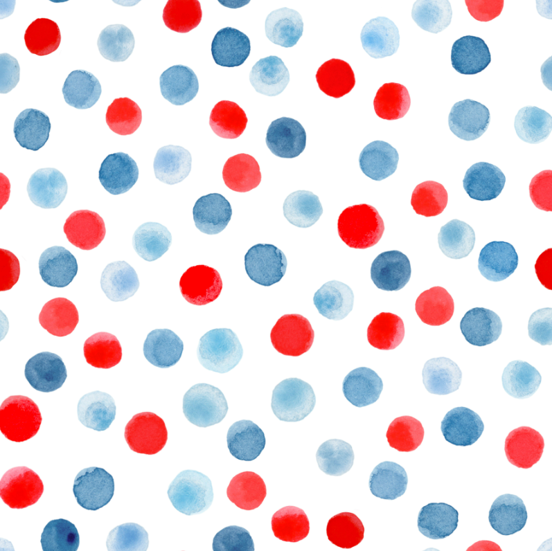 Red and Blue Watercolor Polka Dots — LBK Printing Co.