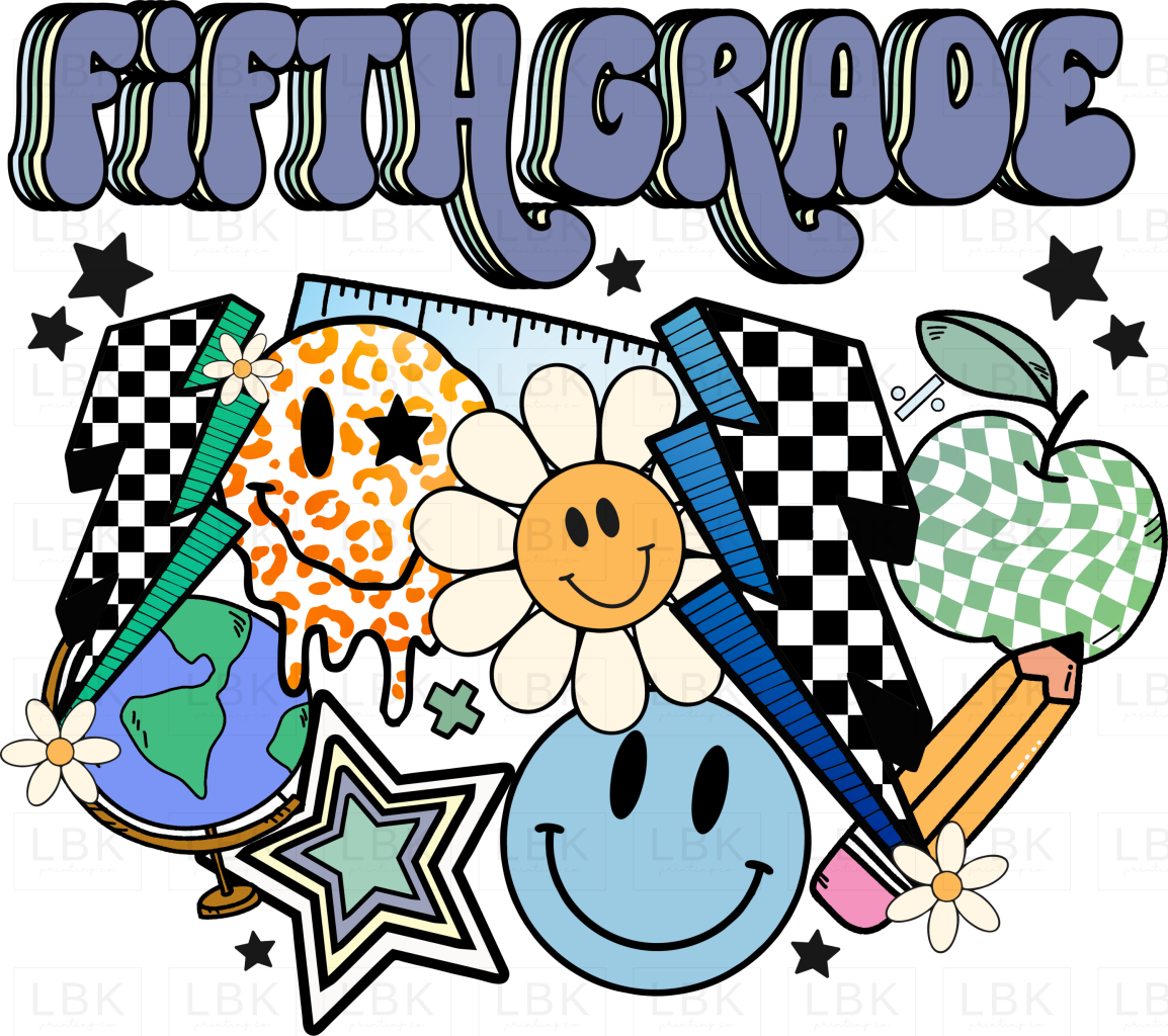 Blue Back to school - Fifth Grade- DTF — LBK Printing Co.