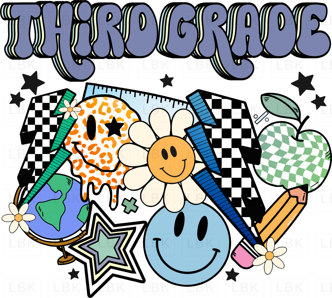 Blue Back to school - Third Grade- DTF — LBK Printing Co.