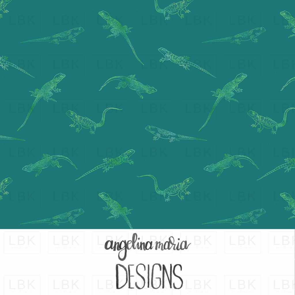ombre lizards on teal — LBK Printing Co.