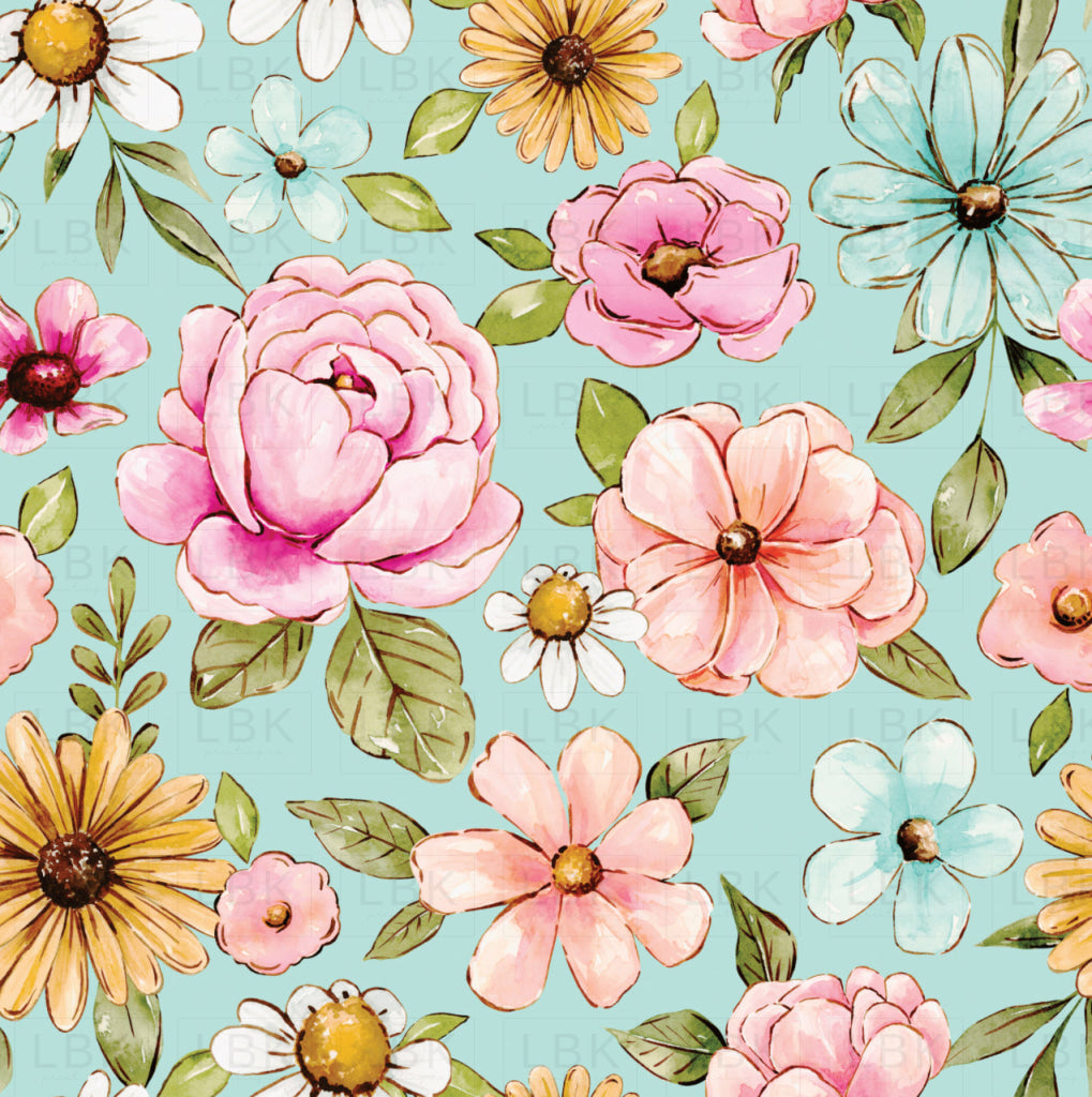 Penelope Flowers Aqua — LBK Printing Co.