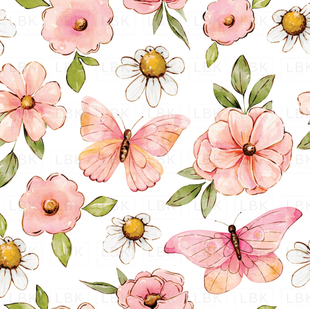 Penelope Pink Floral White — LBK Printing Co.