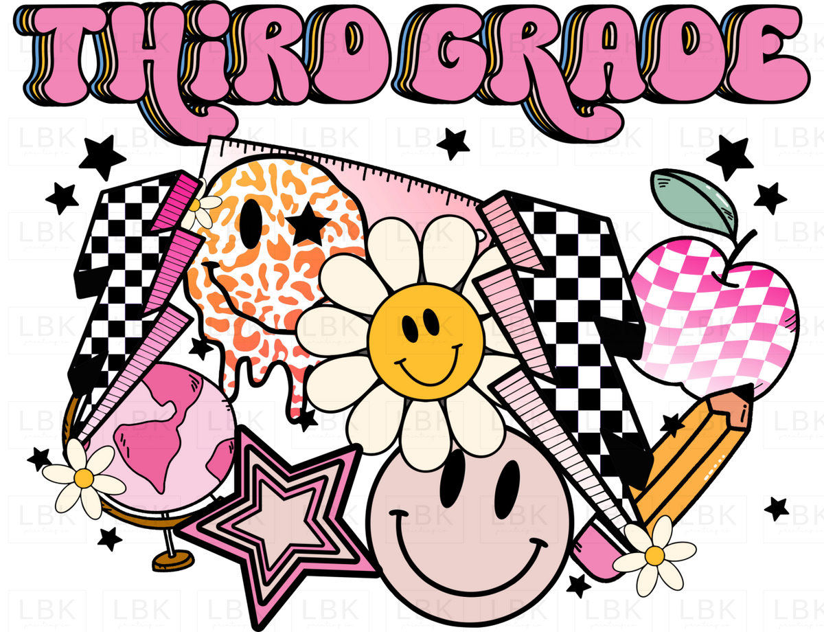 Pink Back to school - Third Grade- DTF — LBK Printing Co.