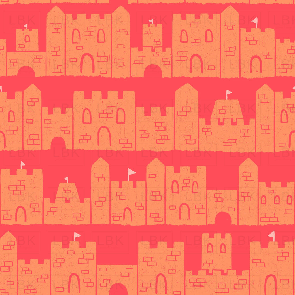 Sandcastle Castle Stripe Neon Coral — LBK Printing Co.