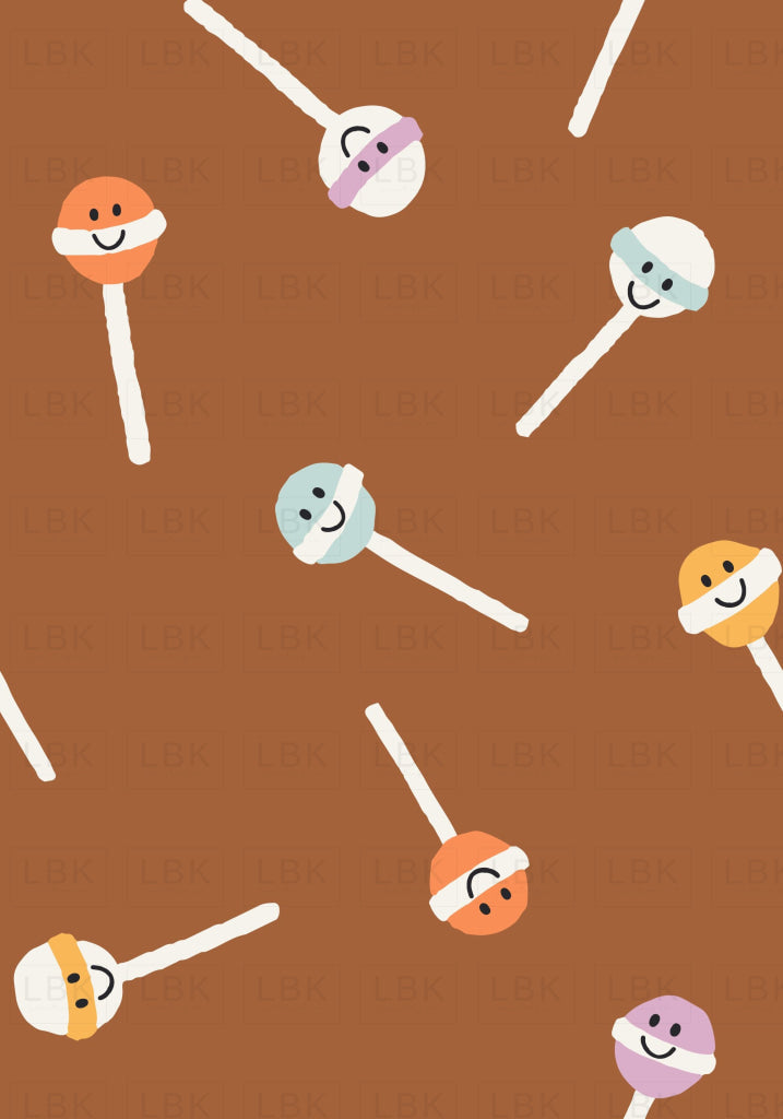 Smiley face Lollipops on Cocoa Brown — LBK Printing Co.