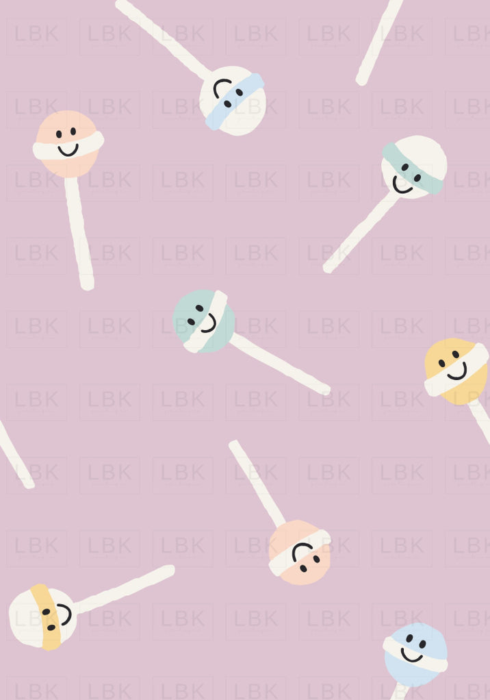 Smiley face Lollipops on Pastel Lilac — LBK Printing Co.