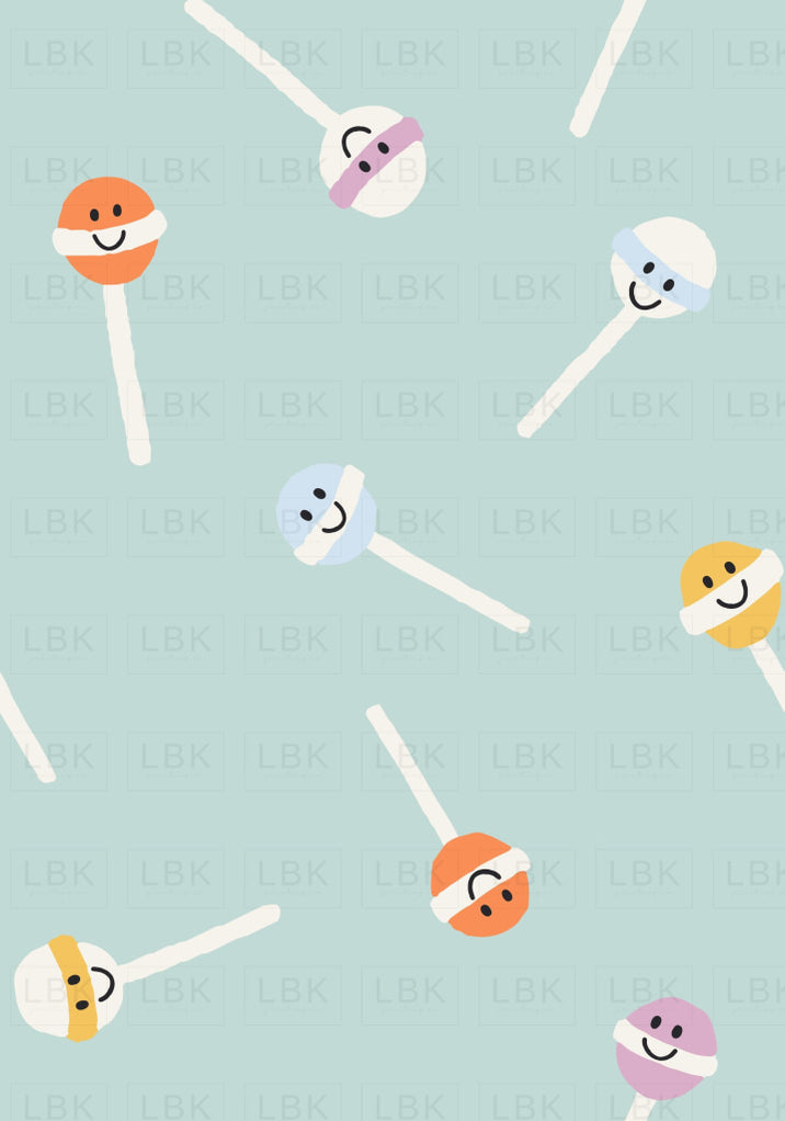 Smiley face Lollipops on Pastel Spearmint Green — LBK Printing Co.