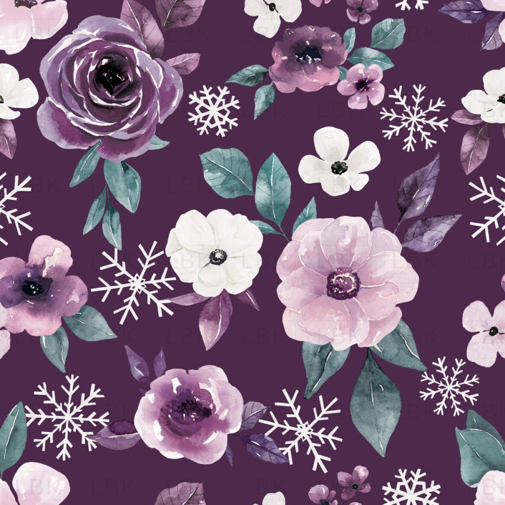 Sugar Plum Christmas Snowflake Floral Dark Purple — LBK Printing Co.