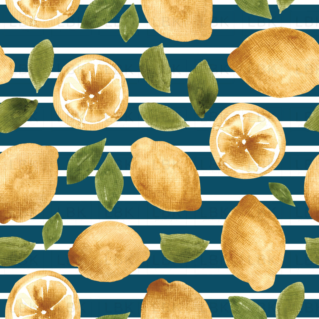 Watercolor Lemons with Blue Stripes — LBK Printing Co.