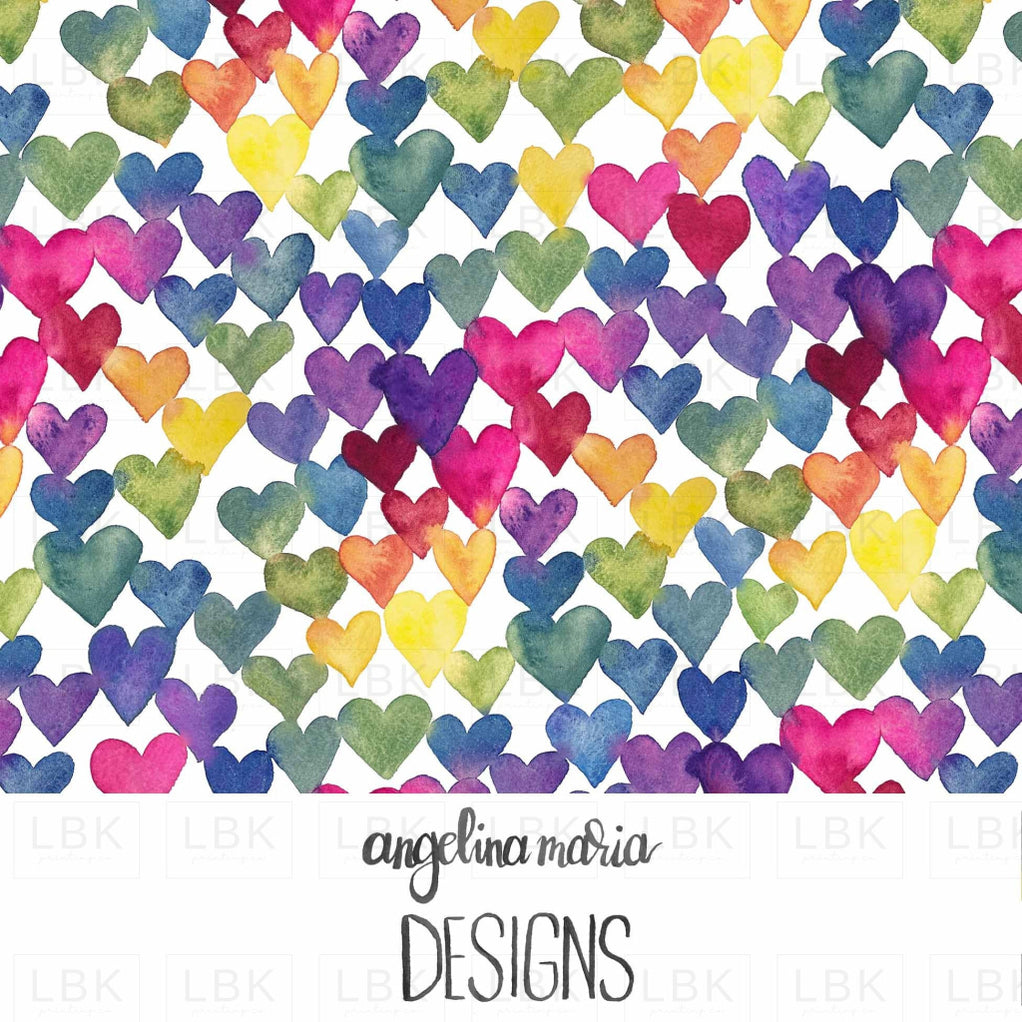 watercolor rainbow hearts — LBK Printing Co.