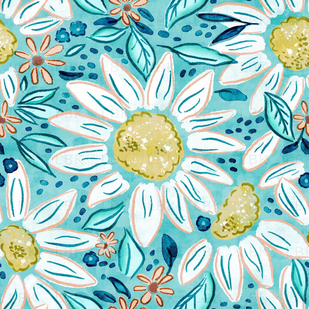 Whimsy Daisy Turquoise — LBK Printing Co.